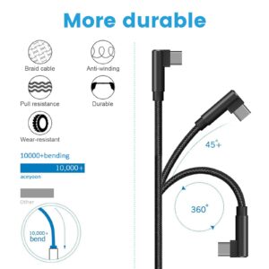 aceyoon [3 Pack Right Angle USB Type C Charger Cable, 0.6ft Braided 90 Degree Elbow Charger Dual L Shape USBC Cable for iPhone 15 Pro Max Plus, Samsung Galaxy S9 S10, Pixel 2 3 3XL, P30 P20 Mate20