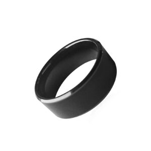 Riversmerge RFID Rewritable Dual Frequency in One ID T5577&IC CUID Black Ceramics Smart Finger Ring Wear for Men or Women (Black-20mm)