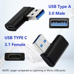 CERRXIAN Right & Left & Up & Down Angle USB A 3.0 Male to USB Type C 3.1 Female Connector