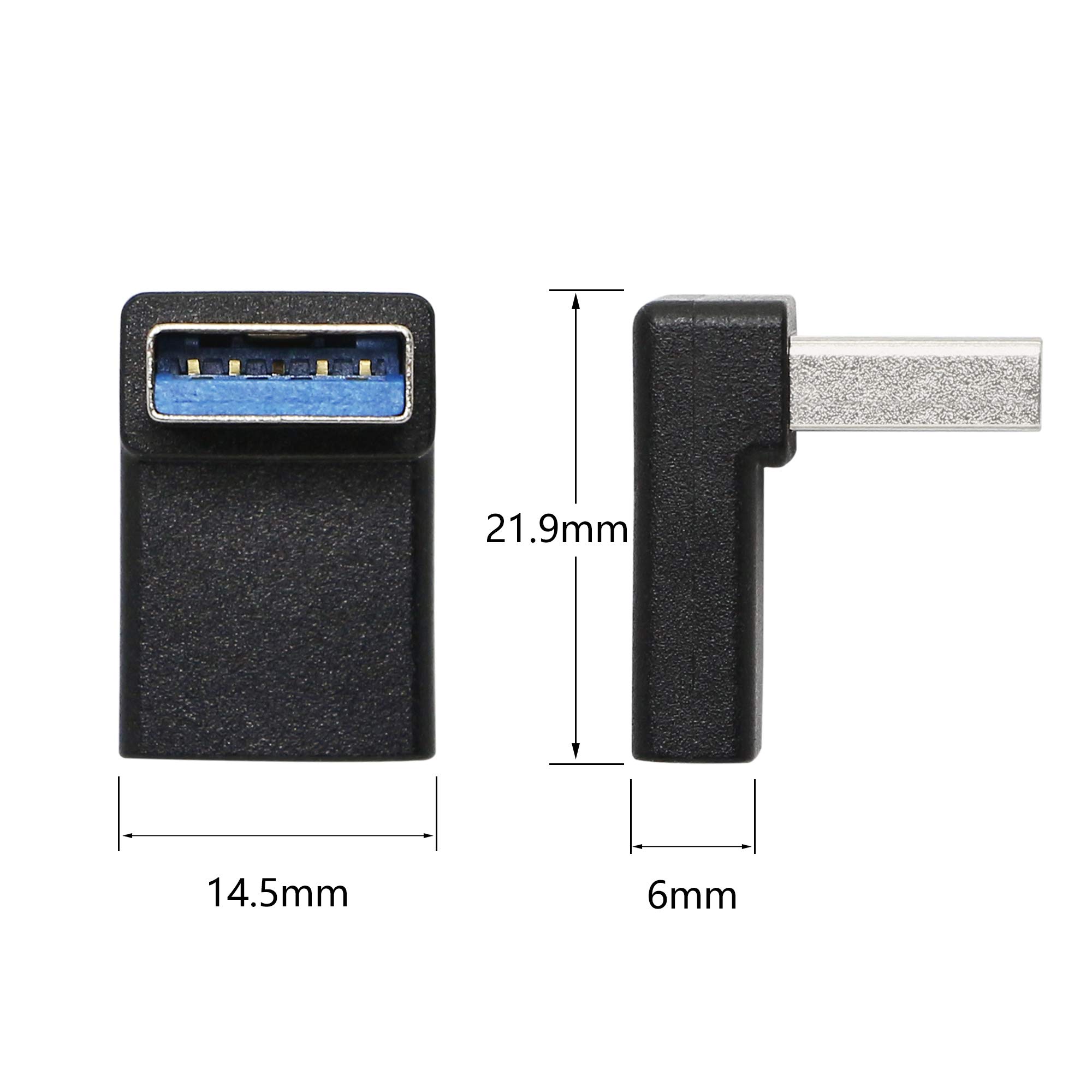 CERRXIAN Right & Left & Up & Down Angle USB A 3.0 Male to USB Type C 3.1 Female Connector