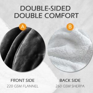 VIECOMOA Sherpa Fleece Throw Blanket for Couch (50"x 60", Dark Grey), Dual Sided Warm Thick Plush Blankets and Throws for Winter Super Soft Cozy Fuzzy Blanket for Baby Kids Infant Nursery