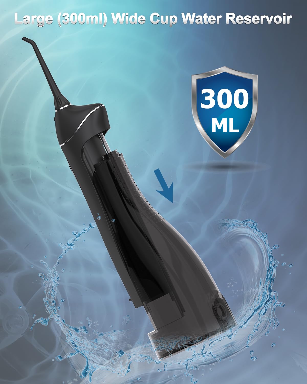 Nicwell Water Dental Flosser Pick for Teeth: 4 Modes 300ml Cordless Portable Rechargeable Oral Irrigator IPX7 Waterproof Cleaner Pik Deep Cleaning Flossing Pic Machine for Home Travel