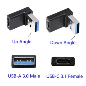 CERRXIAN Right & Left & Up & Down Angle USB A 3.0 Male to USB Type C 3.1 Female Connector