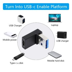 CERRXIAN Right & Left & Up & Down Angle USB A 3.0 Male to USB Type C 3.1 Female Connector