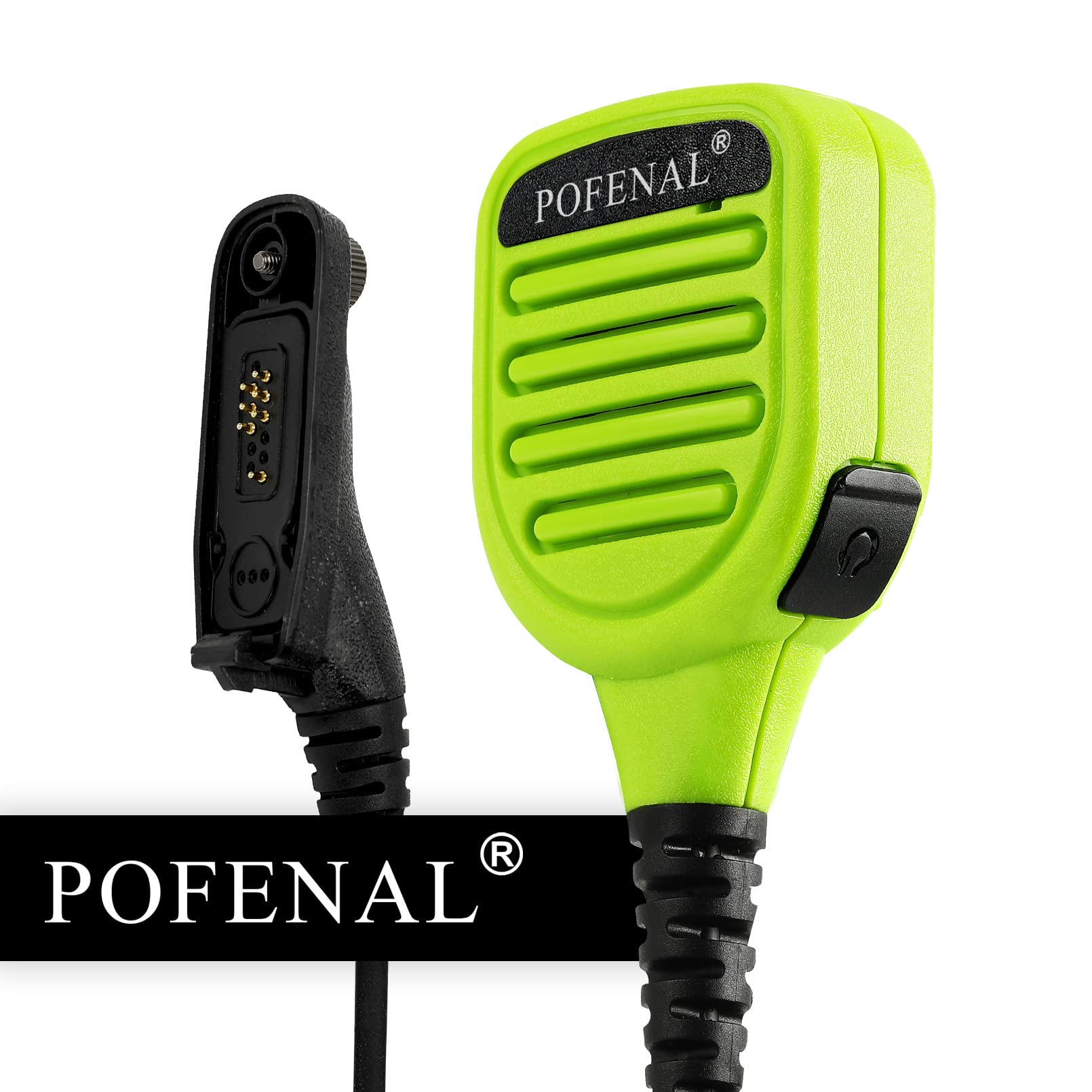 POFENAL APX 6000 APX 4000 Water-Proof Radio Microphone Remote Shoulder MIC with 3.5mm Audio Jack Compatible with Motorola XPR 6550 XPR 7550 (XPR 7550e Mic, Green)