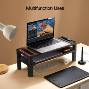 HUANUO Monitor Stand Riser, Adjustable Laptop Stand Riser, Height Adjustable Monitor Stand for Laptops, Computers, Printers, iMac, PC, Desktop Ergonomic Monitor Riser for Home & Office, HNMS03V