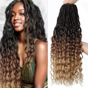 24 inch faux locs crochet hair 6 packs soft locs crochet hair pre looped curly wavy goddess locs crochet braids for women 1b/30/27