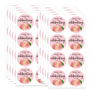 peach stickers thank you for celebrating with us stickers 2 inch peach birthday party favor sticker labels 120 pcs per pack