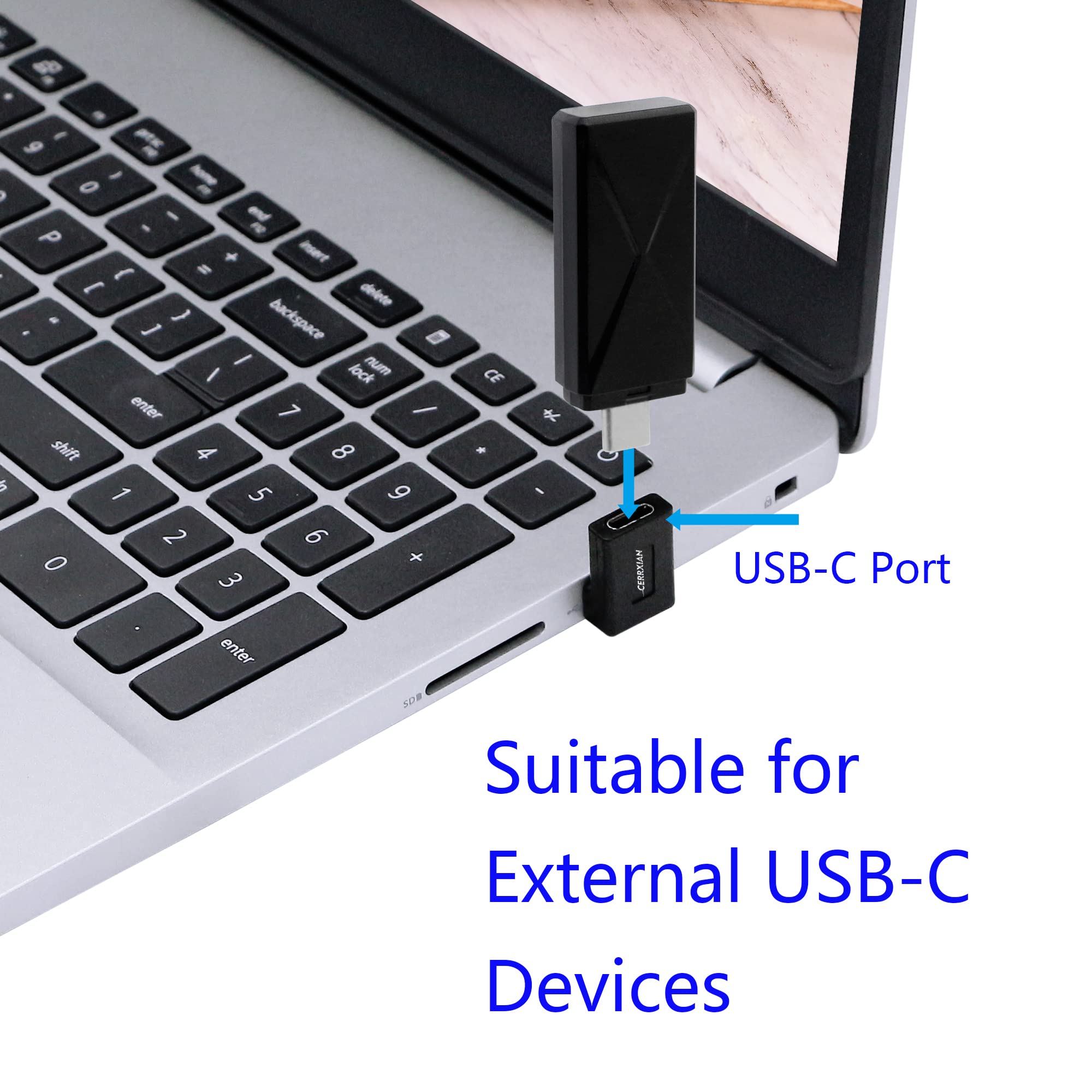 CERRXIAN Right & Left & Up & Down Angle USB A 3.0 Male to USB Type C 3.1 Female Connector