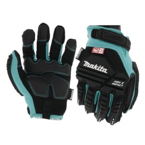 makita unisex impact-rated t 04282 advanced ansi 2 impact rated demolition gloves large, teal/black, large us