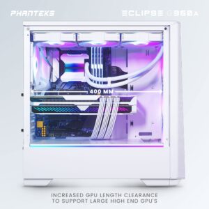 Phanteks (PH-EC360ATG_DMW02) Eclipse G360A Ultra-fine Performance Mesh, Mid-Tower Gaming case, Tempered Glass, Digital-RGB Lighting, White