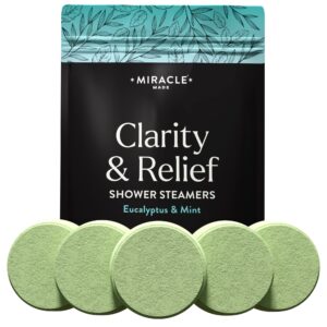 miracle made aromatherapy shower steamers - 15 essential oil shower tablets - stress relief presents for women & men - scented shower steamers for sinus relief - mint sinus shower steamers