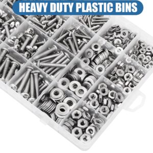 700Pcs Nuts and Bolts Assortment Kit, SATANTECH 4-40#6-32#8-32#10-24 Phillips Pan Head Assortment Stainless Steel Bolts Nuts Flat Washers Nuts Bolts with Case