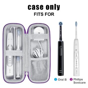 ZORETCO Toothbrush Travel Case Compatible with Oral-B Pro 1000,1500,2000,3000,3500 Fits For Philips Sonicare Protectiveclean 4100,5100,6100,6500 Electric Toothbrush Travel Bag (Purple)