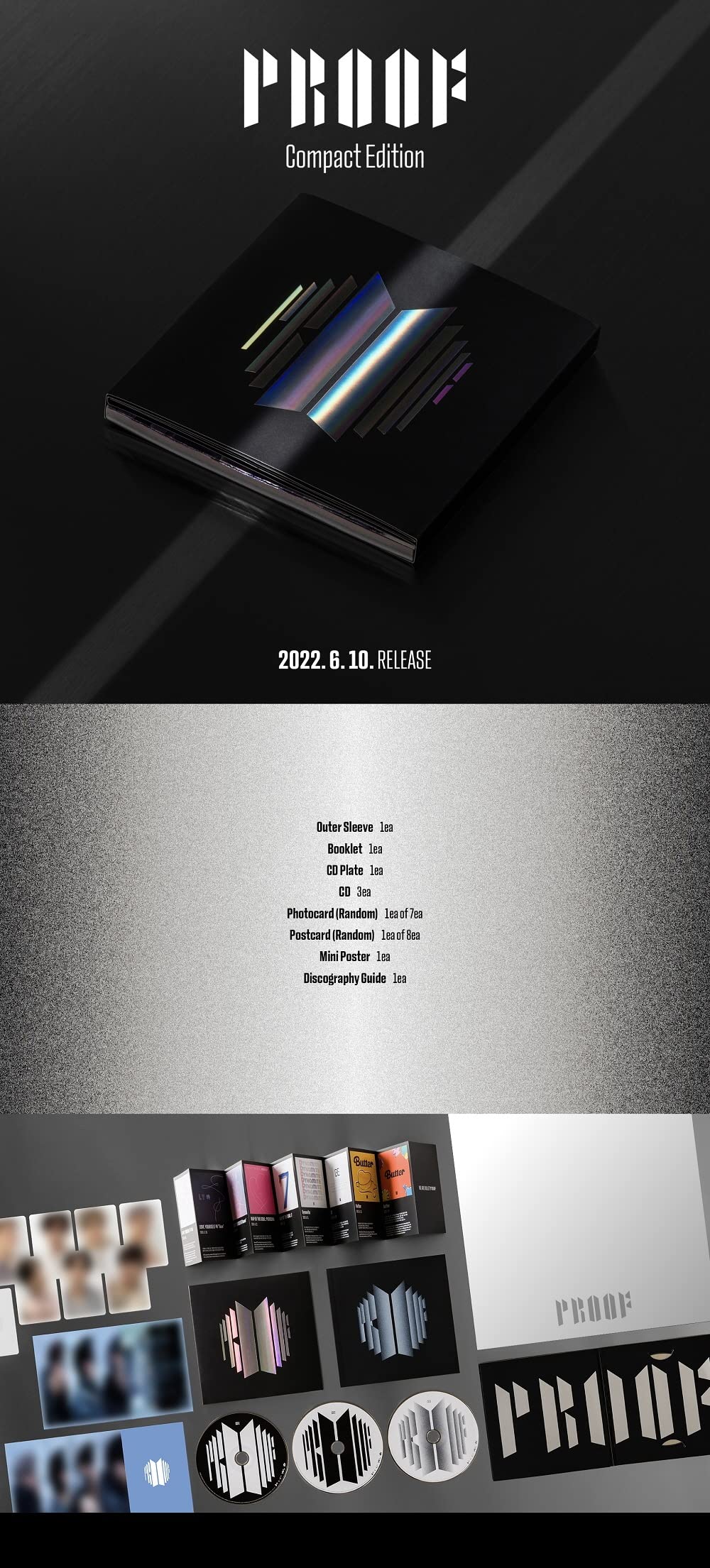 Dreamus BTS - Proof Standard+Compact Edition SET [BTS Anthology Album] 6CD+1Folded Poster, 188 x 250 x 59 mm (BHE0116)