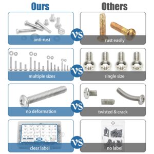 700Pcs Nuts and Bolts Assortment Kit, SATANTECH 4-40#6-32#8-32#10-24 Phillips Pan Head Assortment Stainless Steel Bolts Nuts Flat Washers Nuts Bolts with Case