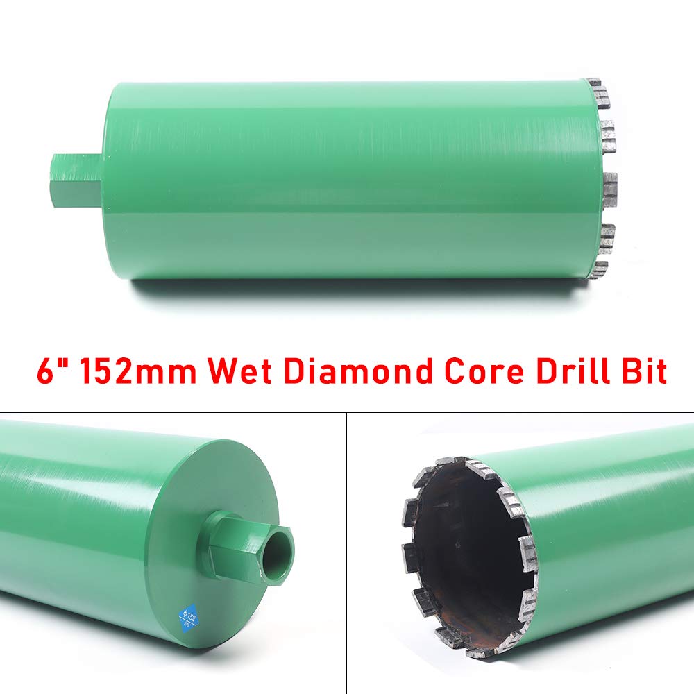 6'' Wet Diamond Core Drill Bit Set Wet Core Drill Bits for Concrete Diamond Wet Core Drill Bit Diamond Wet Coring Bit Fits Hard Concrete Brick Granite Material