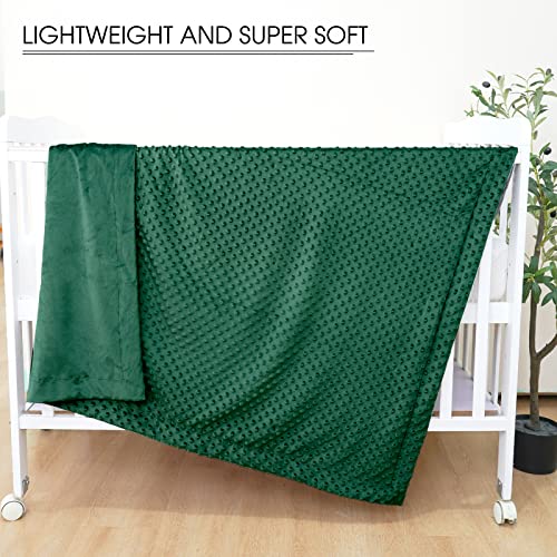 david's kids Minky Baby Blanket for Boys Girls Neutral, Soft Lightweight Micro Fleece Blanket with Double Layer, Dotted Backing, Receiving Blanket for Newborns, 30x40 Inches, Emerald Green