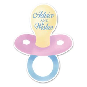 cute blue and pink advice and wishes cards 50 set baby nipple shaped baby shower party supplies favors for the parents, double-sided 5 x 7