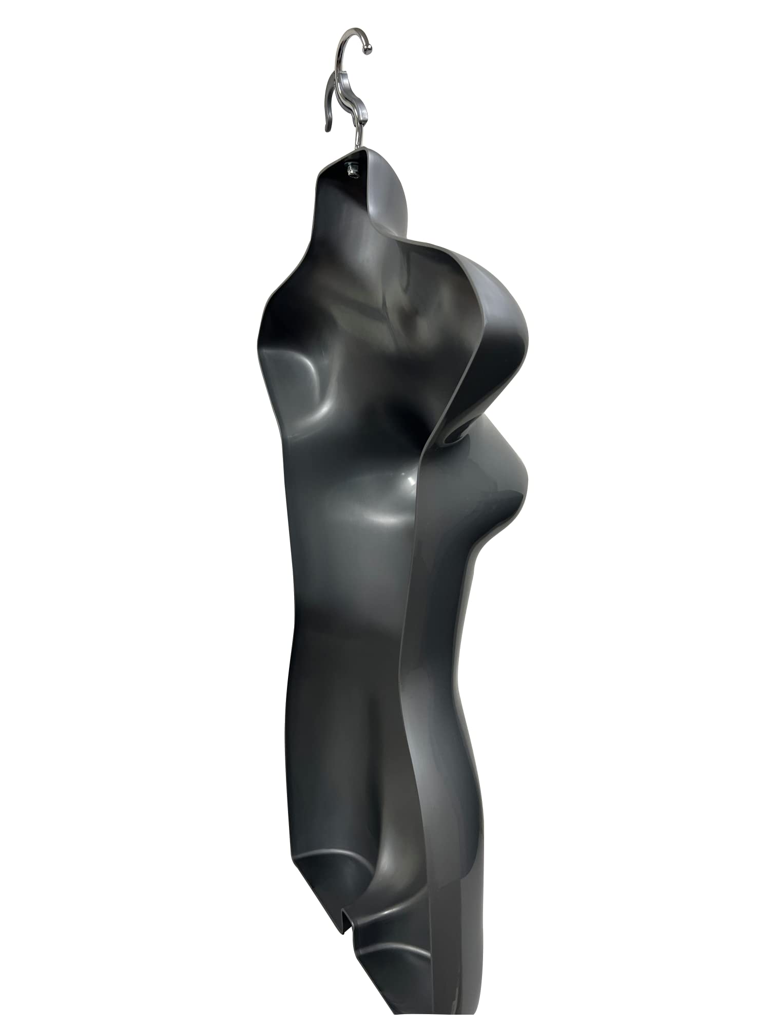 DisplayTown Silver Female Mannequin Hip Long Body Torso Dress Form & Hanging Hook, S-M Sizes