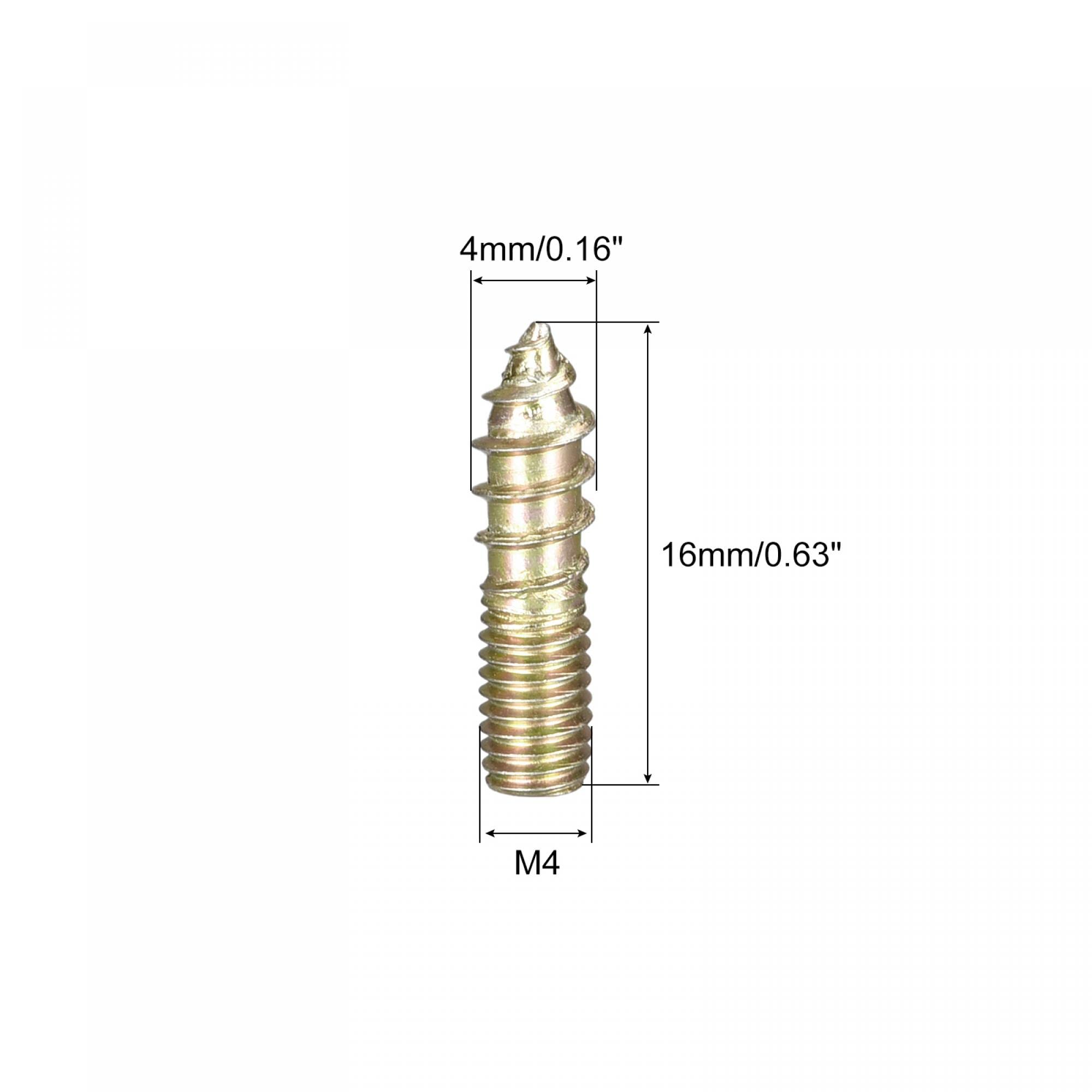 uxcell M4x16mm Hanger Bolts, 12pcs Double Ended Thread Dowel Screws for Wood Furniture