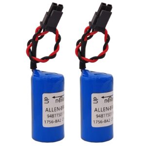 2-pack 3.0v replace br2/3a-ab plc battery for allen bradley 1756-ba2 1747-ba 1770-xo