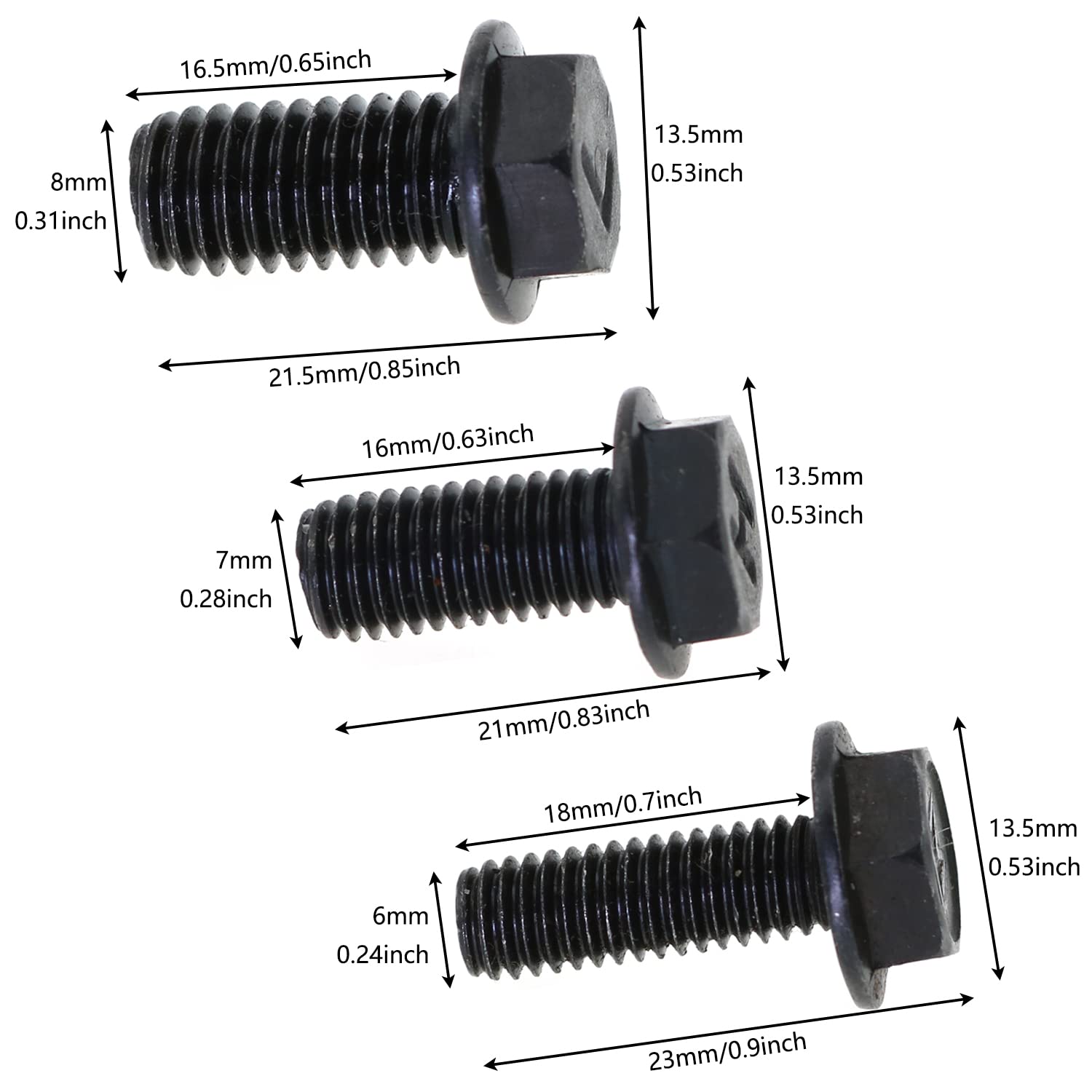 Reverse Thread Screws LUORNG 3PCS Black Metal 6mm 7mm 8mm Thread Reverse Screws for Makita 110/4100NB/NH DCA FF-110 Cutting Machine Left Hand Allen Screw