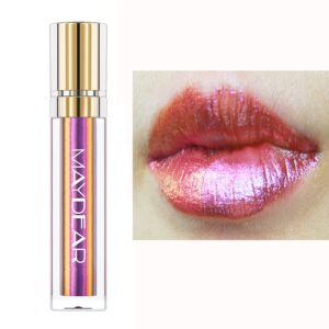 maydear chameleon lipstick, high pigmented pink lipstick for women metallic shine lip gloss, full-coverage multichrome lipstick long lasting rainbow lip makeup, fuchsia(01)