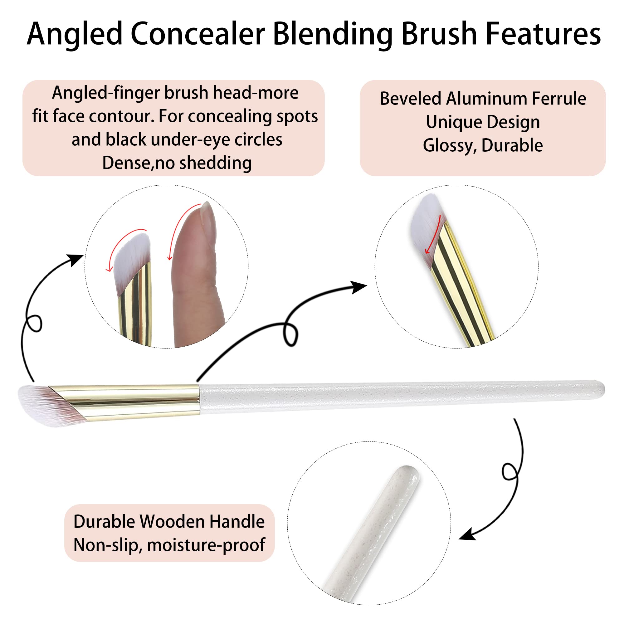 2 Pcs Angled Shading Brush & Mini Nose Contour Brushes, Angled Concealer Brush Under Eye for Dark Circles Puffiness, Bronzer Highlighting Brush, Shadow Brush, Eye Makeup Brushes for Face