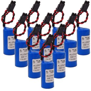 zivases 10-pack 3.0v replace br2/3a-ab plc battery for allen bradley 1756-ba2 1747-ba 1770-xo