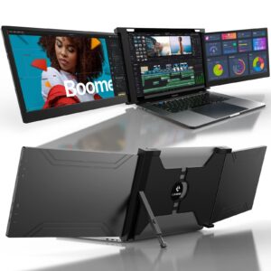 l limink s19 portable triple monitor for 15-17 inches laptops | 14" fhd 1080p ips dual screens extender with kickstand | 72% ntsc | hdr | compatible with mac, windows | powered by usb-c & hdmi