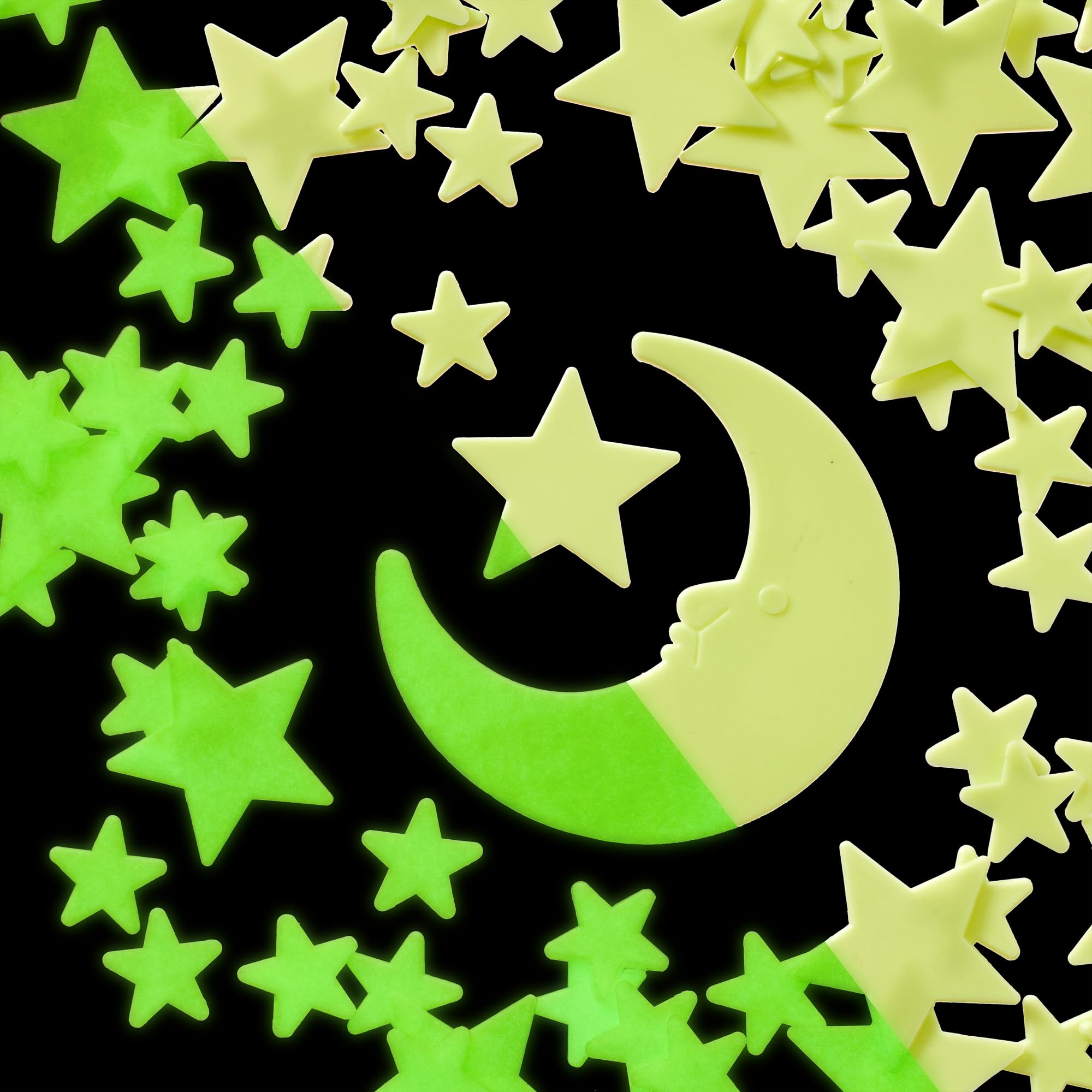 Green Sky Deluxe 200 Count Glow Stars; Glow in The Dark Stars for Ceiling, Ceiling Stars, Glowing Stars For Ceiling Include Bonus Moon (200 Stars)