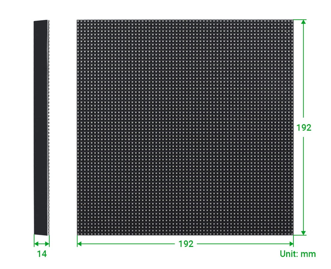 Coolwell RGB Full-Color LED Matrix Panel for Raspberry Pi and Ardui, 3mm Pitch, 64×64, 4096 Individual RGB LEDs, Brightness Adjustable