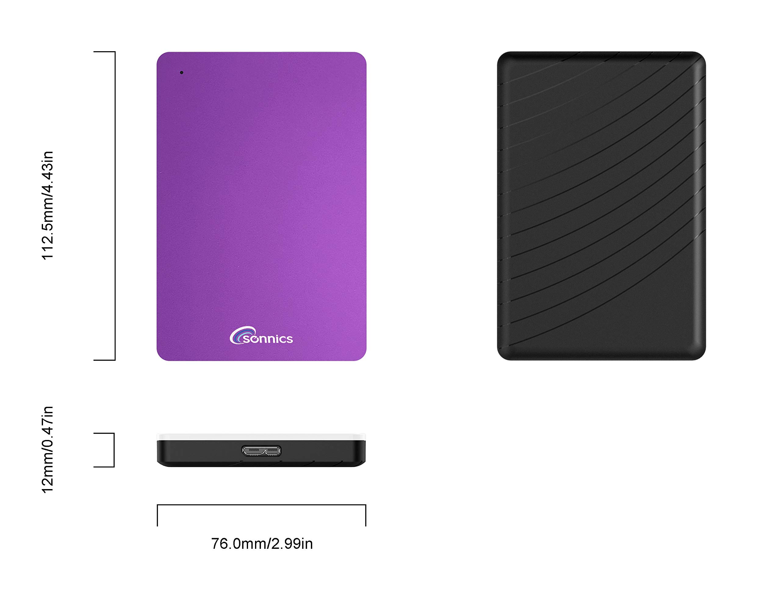 Sonnics 1TB USB 3.1 Type C External Portable Hard Drives for Windows PC, Mac, Smart TV, Xbox One/X Series & PS4/PS5, Purple