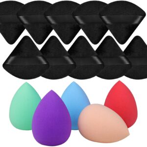 fandamei 15 pcs powder puffs and makeup sponge set, soft triangle makeup powder puff face triangle for loose powder mineral powder, make up sponges for foundation blender beauty sponge for makeup