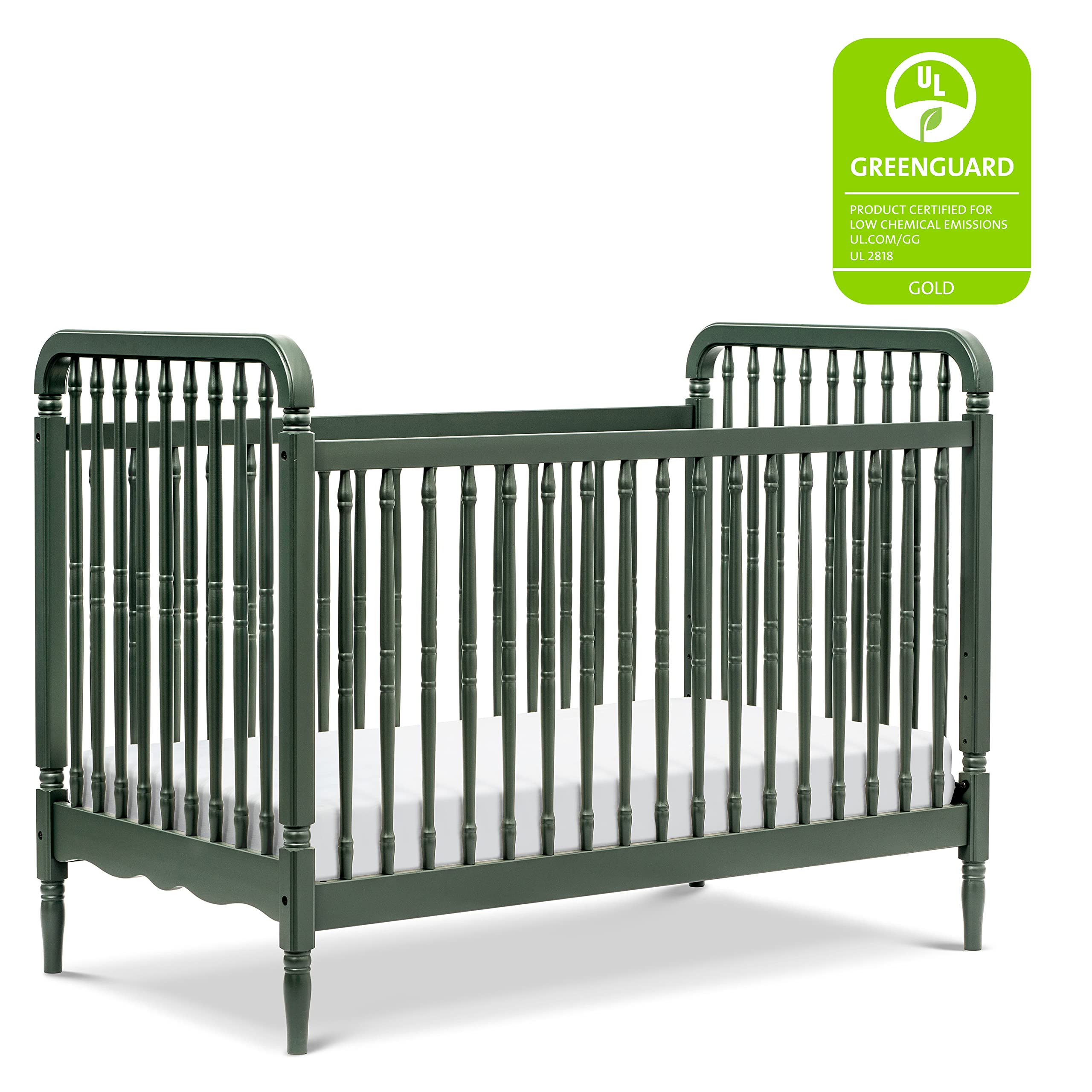 Namesake Liberty 3-in-1 Convertible Spindle Crib with Toddler Bed Conversion Kit in Forest Green, Greenguard Gold Certified (M7101FRGR)