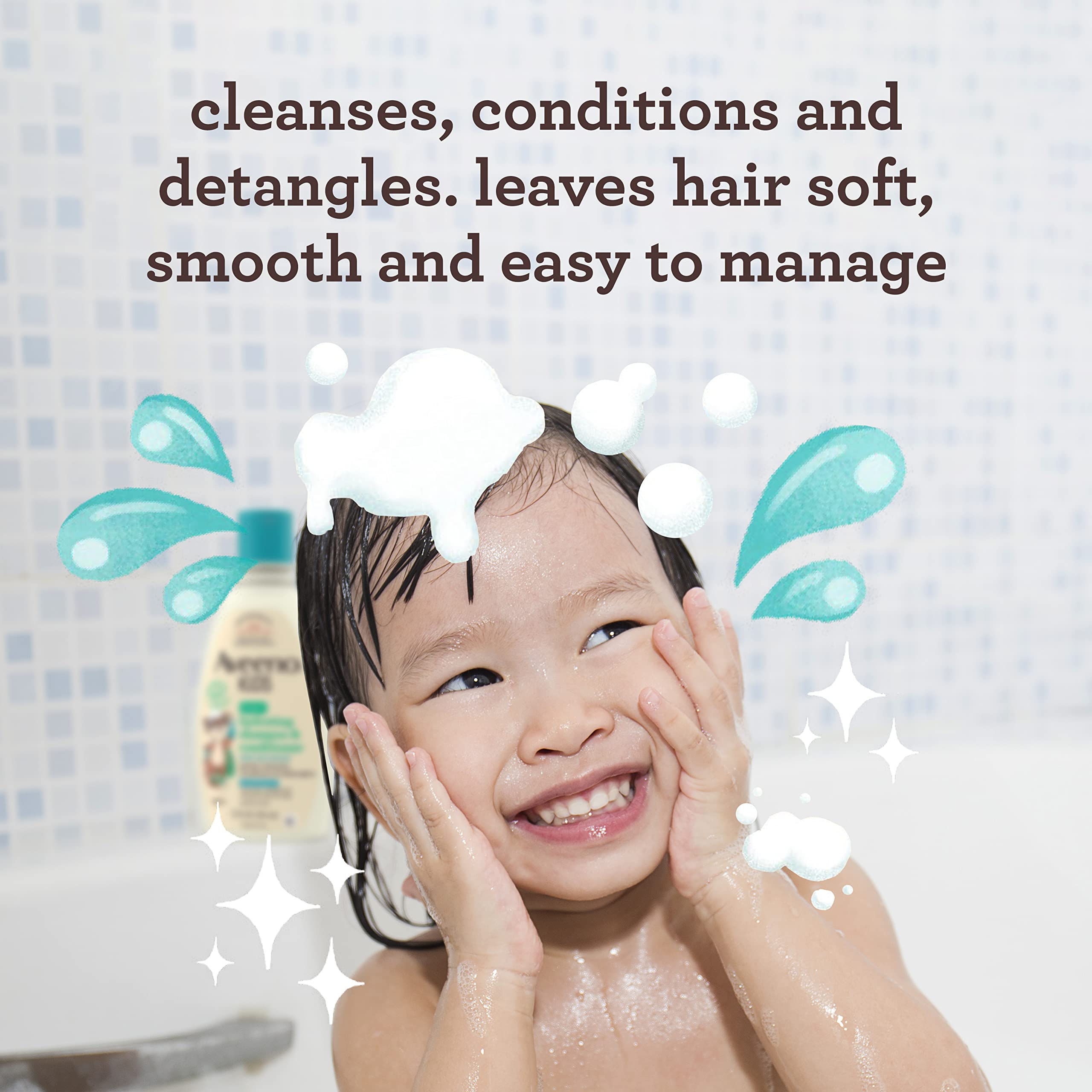 Aveeno Kids 2-in-1 Shampoo and Conditioner, Hydrating Shampoo and Conditioner for Soft, Smooth and Easily Manageable Hair, Oat Extract Formula, Gentle Scent, Hypoallergenic, 12 FL OZ (Pack of 3)