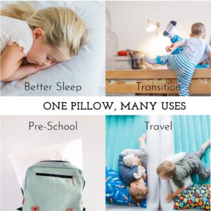 Toddler Pillow with Pillowcase 13x18 - Kids Pillow for Sleeping - Toddler Pillow - Better Neck Support Ergonomic Pillow and Toddler Pillowcase - Best Pillows for Kids (Dinosaurs White)