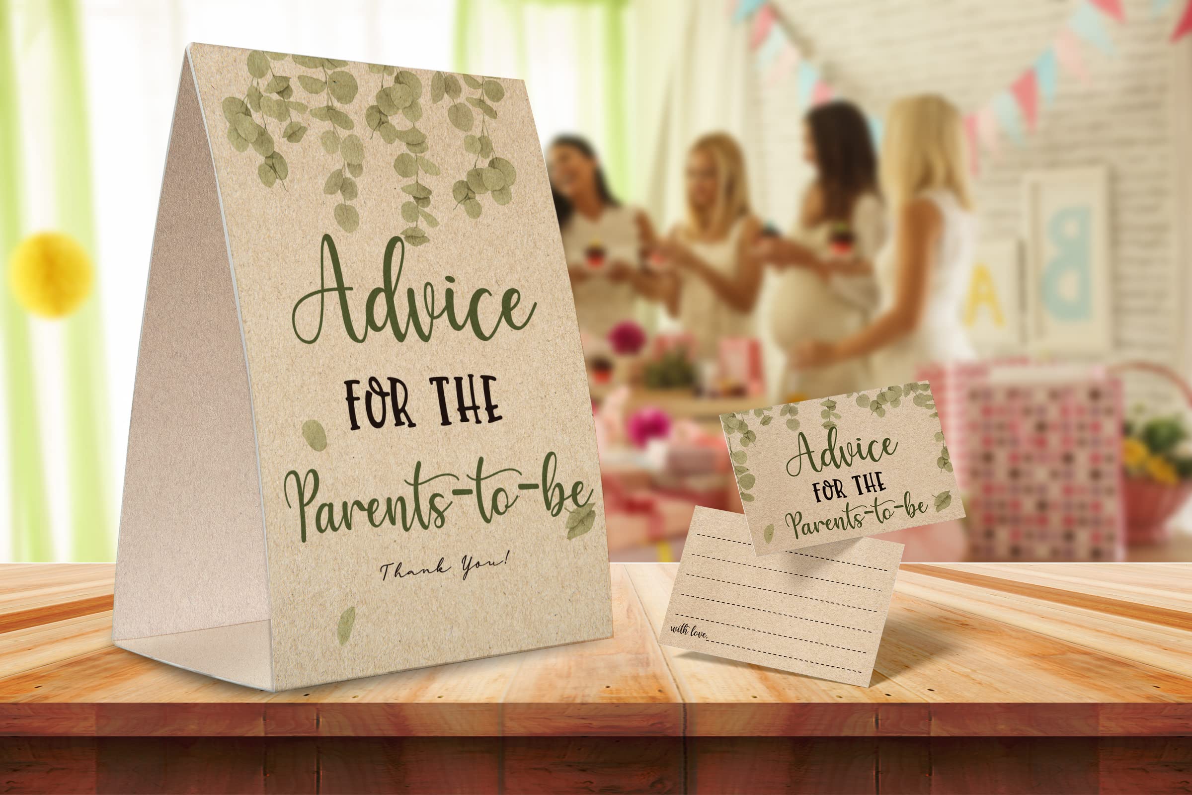 Advice for the Parents-to-Be Sign, Baby Shower Advice Game Kit (1 Standing Sign + 50 Advice Cards), Baby Showers Decorations-NPZAD13