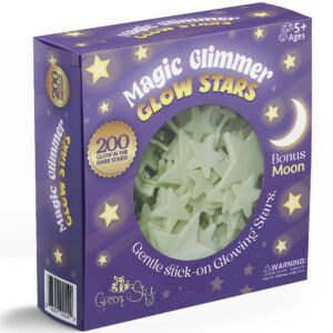 green sky deluxe 200 count glow stars; glow in the dark stars for ceiling, ceiling stars, glowing stars for ceiling include bonus moon (200 stars)