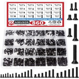 sahhivrm 860 pcs small computer screws assortment kit, black tiny eyeglass screws m1.2 m1.4 m1.7 m2 m2.5 m3, pc & laptop ssd hard drive cpu cooler screw, m.2 electronic screw set.