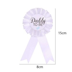 CoolerthingsDG, Daddy to be & Mommy to be Tinplate Badge Pin - Baby Shower Button New Dad Gifts Gender Reveals Party Baby BOY White Rosette Button Baby Celebration (White, Blue footprint)