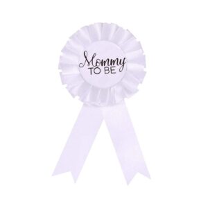 coolerthingsdg, 1 mommy to be tinplate badge pin neutral - baby shower button new mom gifts gender reveals party baby girl or for boy, white rosette button baby celebration (white, no footprint)