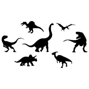 anfrjji dinosaur world wall decal - pvc removable wall sticker with tyrannosaurus rex, pliosaur, spinosaurus, diplodocus, brontosaurus, pterosaur, ceratosaurus, triceratops, and stegosaurus - kids