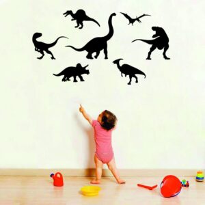 ANFRJJI Dinosaur World Wall Decal - PVC Removable Wall Sticker with Tyrannosaurus Rex, Pliosaur, Spinosaurus, Diplodocus, Brontosaurus, Pterosaur, Ceratosaurus, Triceratops, and Stegosaurus - Kids