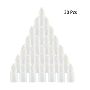 Muluo 30 Pcs 5 ml Empty Plastic Squeezable Eye Dropper bottle Plastic dropper bottle Portable Eye Drop Container with Screw Cap and Plug