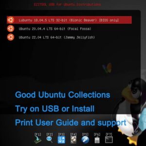 EZITSOL USB for Ubuntu 22.04 & 20.04 64bit,Lubuntu 18.04 32bit | 3IN1 Bootable Linux USB Flash Drive/Stick,Jump Drive,Pendrive,Thumb Drive