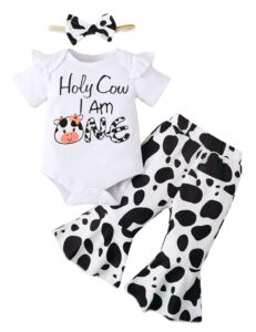 slanavel baby girl first birthday outfit 1st birthday girl clothes holy cow im one birthday girl outfit (white,12-18 months)