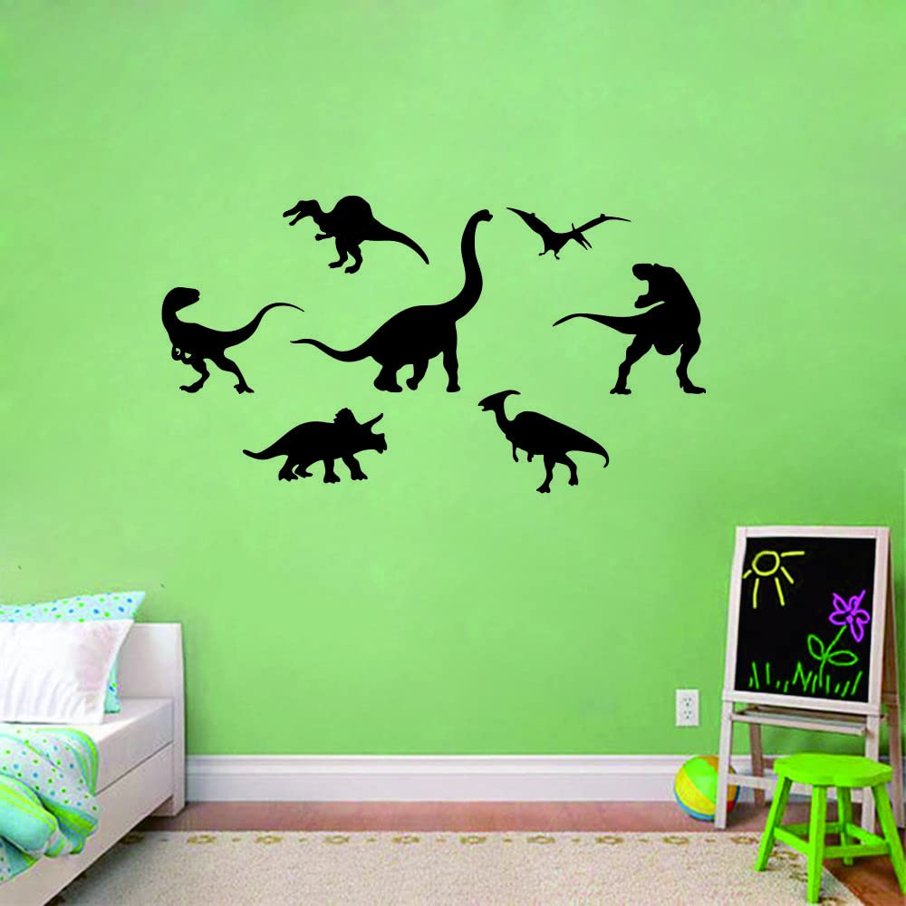 ANFRJJI Dinosaur World Wall Decal - PVC Removable Wall Sticker with Tyrannosaurus Rex, Pliosaur, Spinosaurus, Diplodocus, Brontosaurus, Pterosaur, Ceratosaurus, Triceratops, and Stegosaurus - Kids