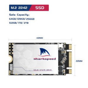 2242 NGFF 128GB M.2 SSD SHARKSPEED Plus Internal M2 SSD 3D NAND SATA III 6 Gb/s,Solid State Drive for Notebooks Desktop PC [M.2 2242 128GB(3Packs)]